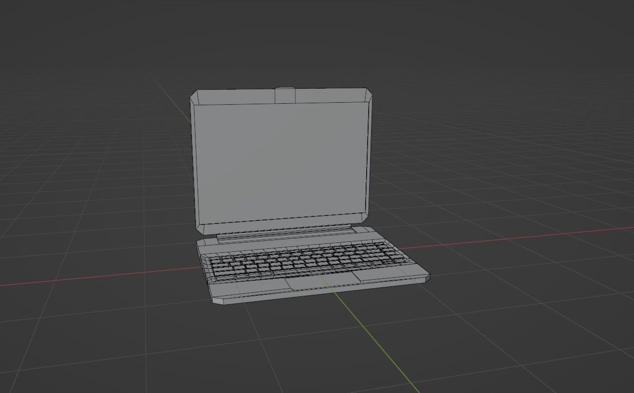 Low poly laptop model computer on table free VR / AR / low-poly 3D ...