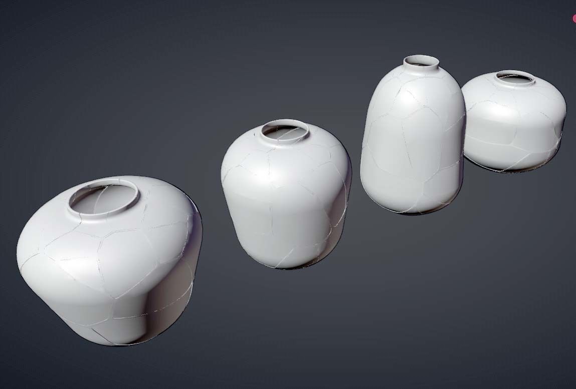 Kintsugi Vases 3D Models Kintsukuroi Jars Japanese Golden Repair 3D model | CGTrader