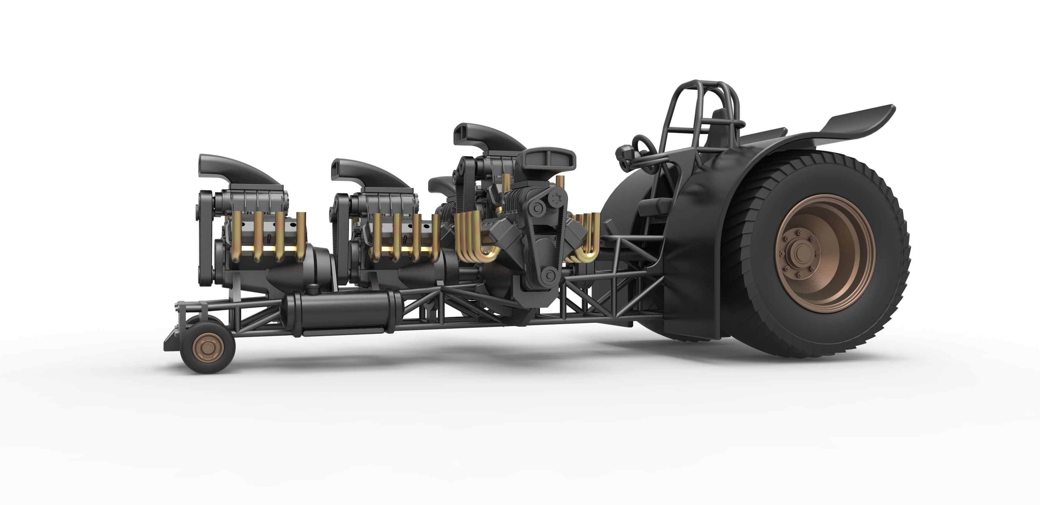 Pulling tractor with 5 engines V8 Version 4 Scale 1 to 25 3D model 3D ...