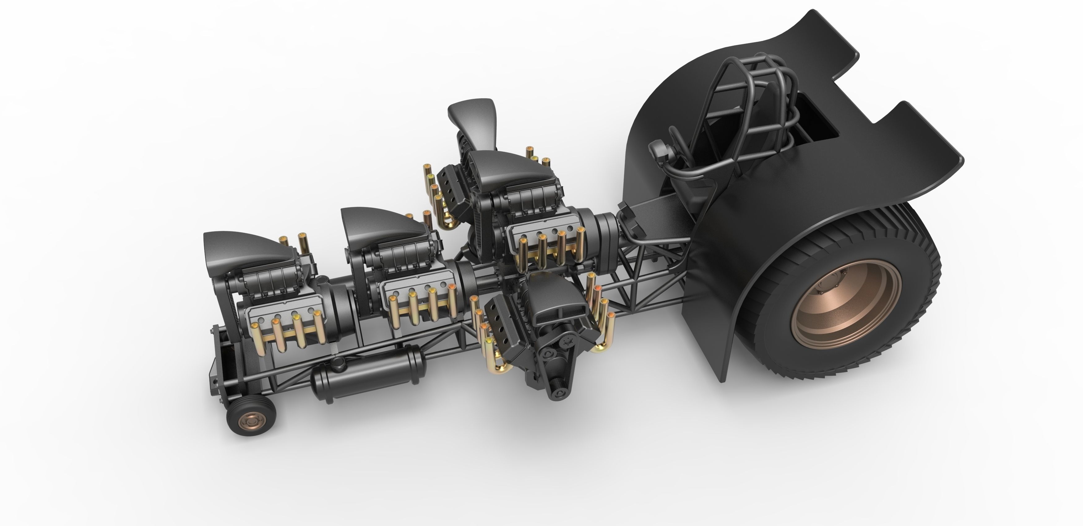 Pulling tractor with 5 engines V8 Version 4 Scale 1 to 25 3D model 3D ...