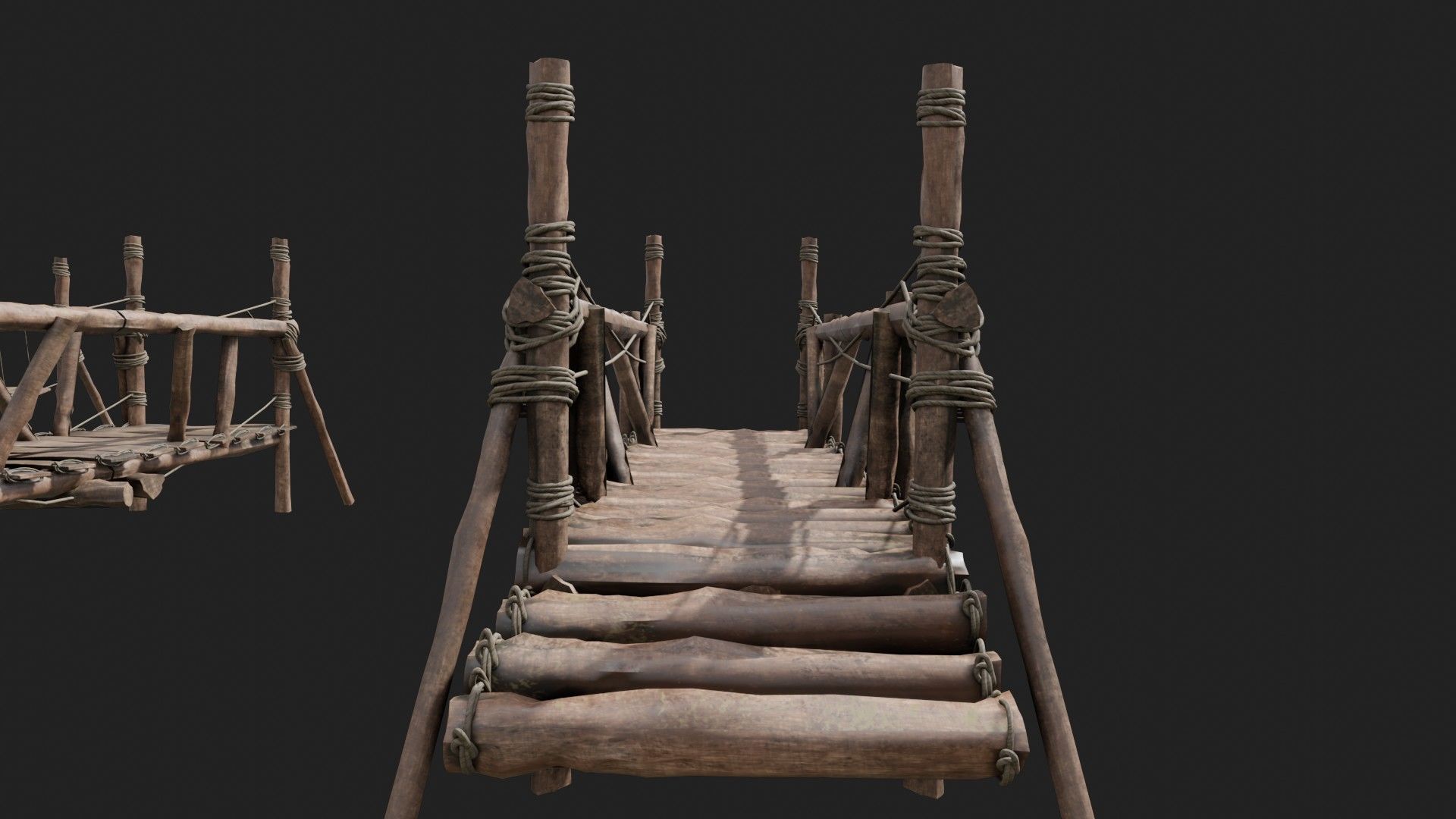 3D model medieval wooden bridges with 8k pbr textures VR / AR / low ...