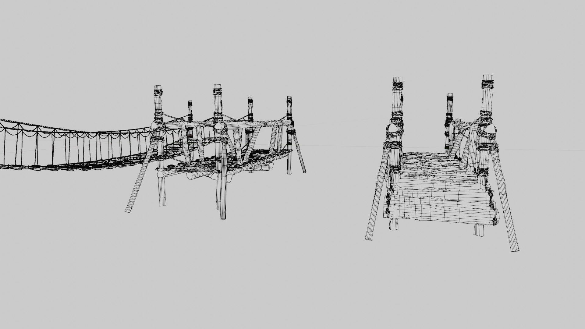 3D model medieval wooden bridges with 8k pbr textures VR / AR / low ...