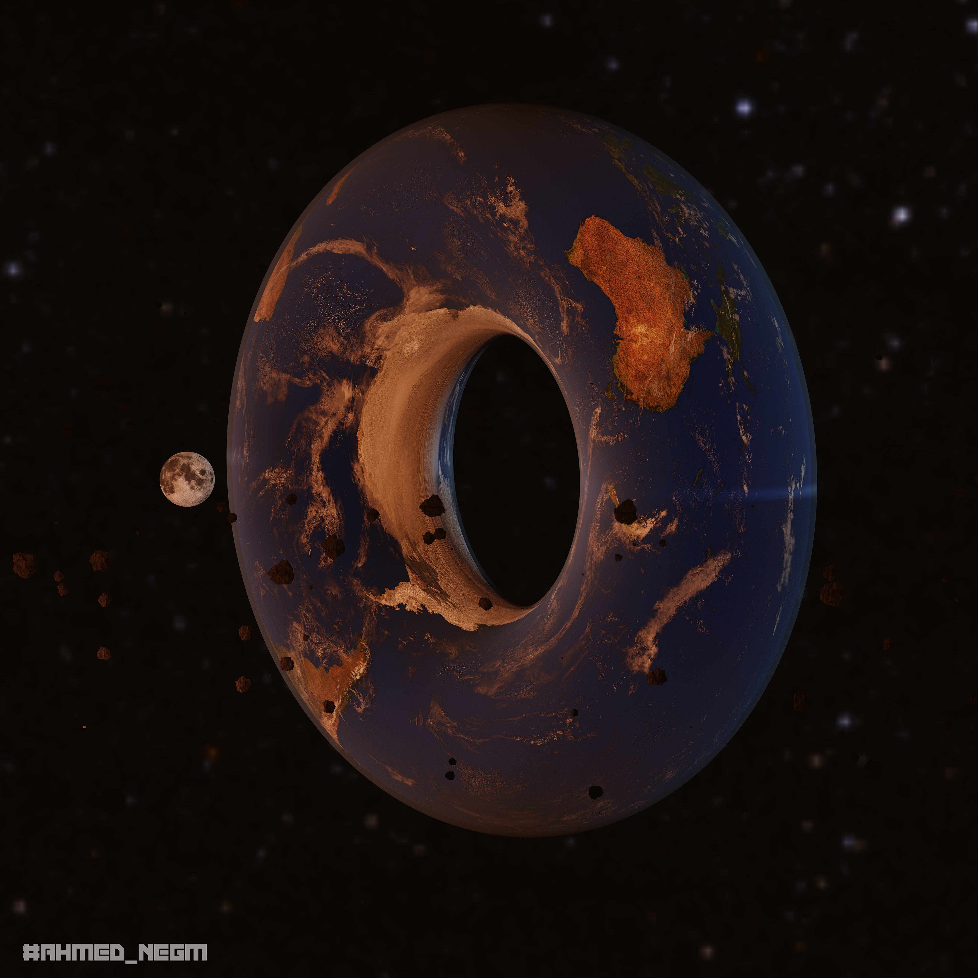 Donut Earth 3D model animated rigged | CGTrader