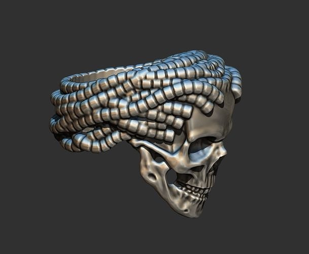 ring skull dreadlocks steampunk 3D model 3D printable | CGTrader