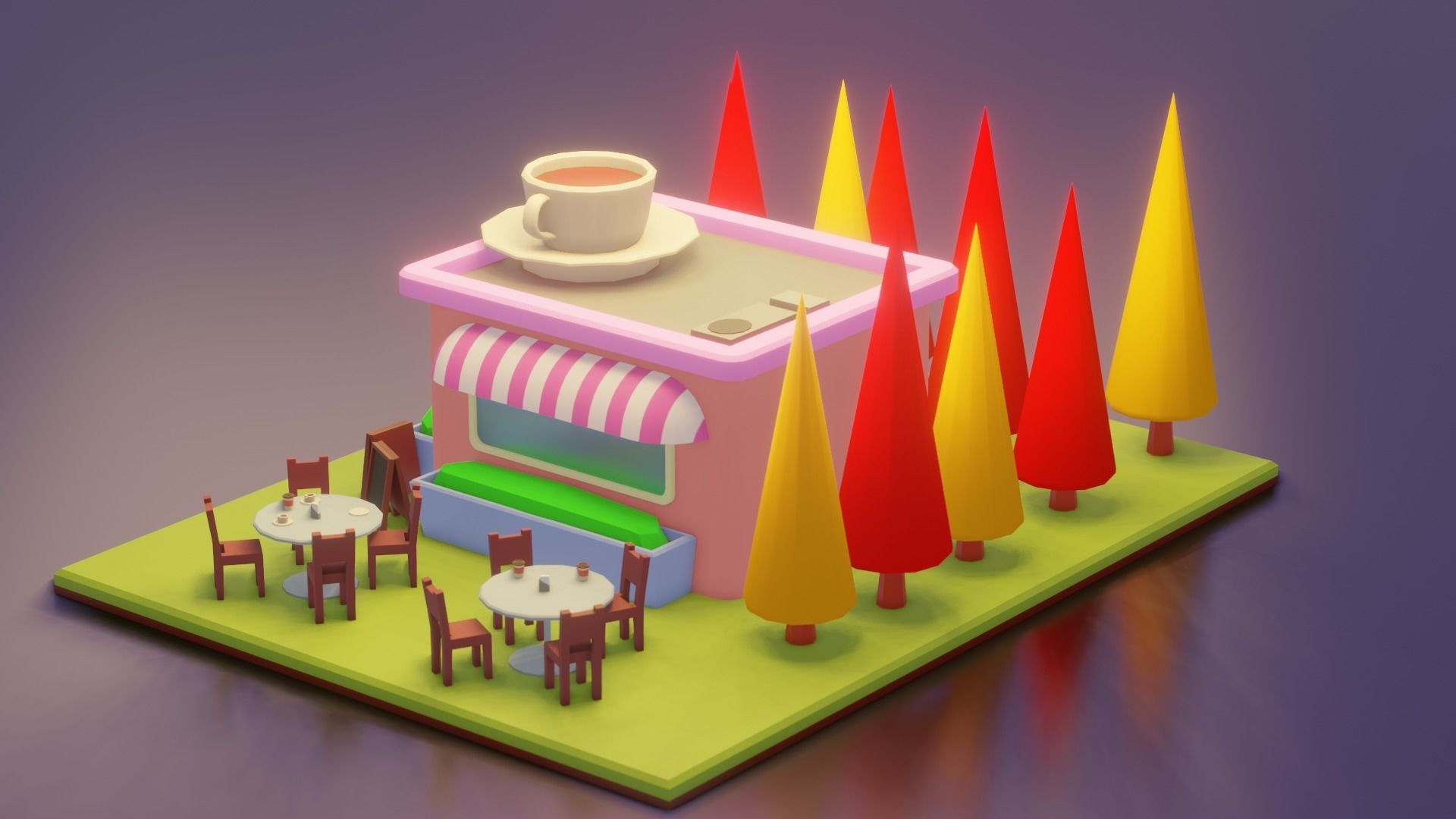 3D model Low poly Coffee shop VR / AR / low-poly | CGTrader