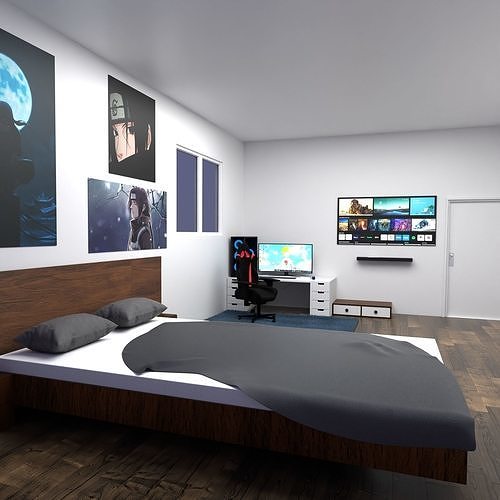 Gaming room free 3d room setup for all blender user free VR / AR / low ...