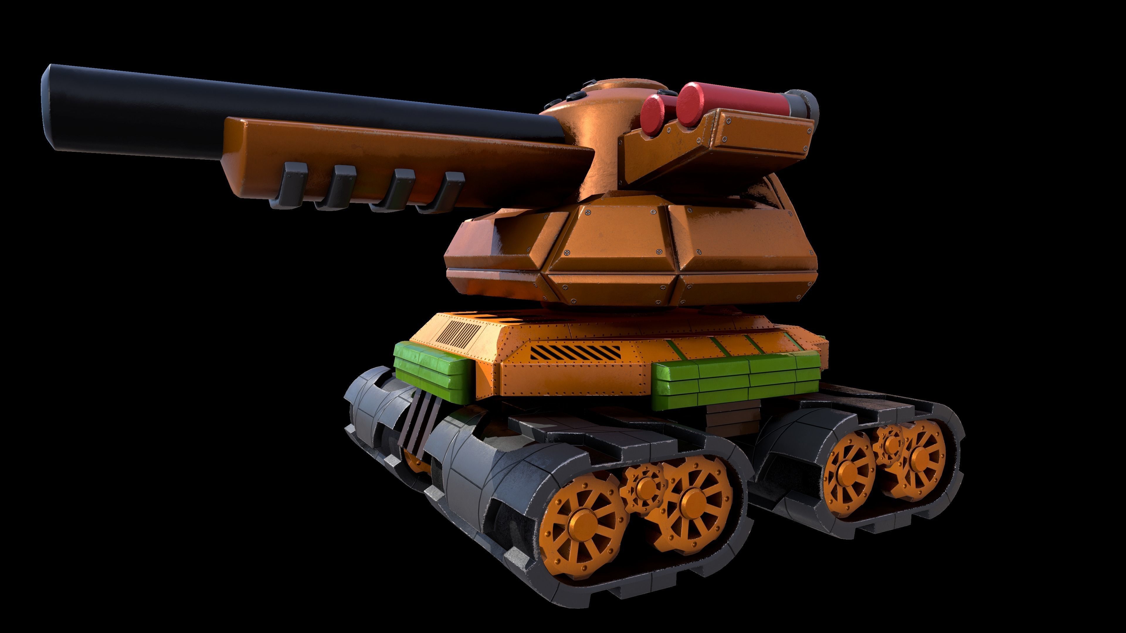 Tank Battle 3D Cartoon High-Poly - Turret Shotgun 3D model animated ...