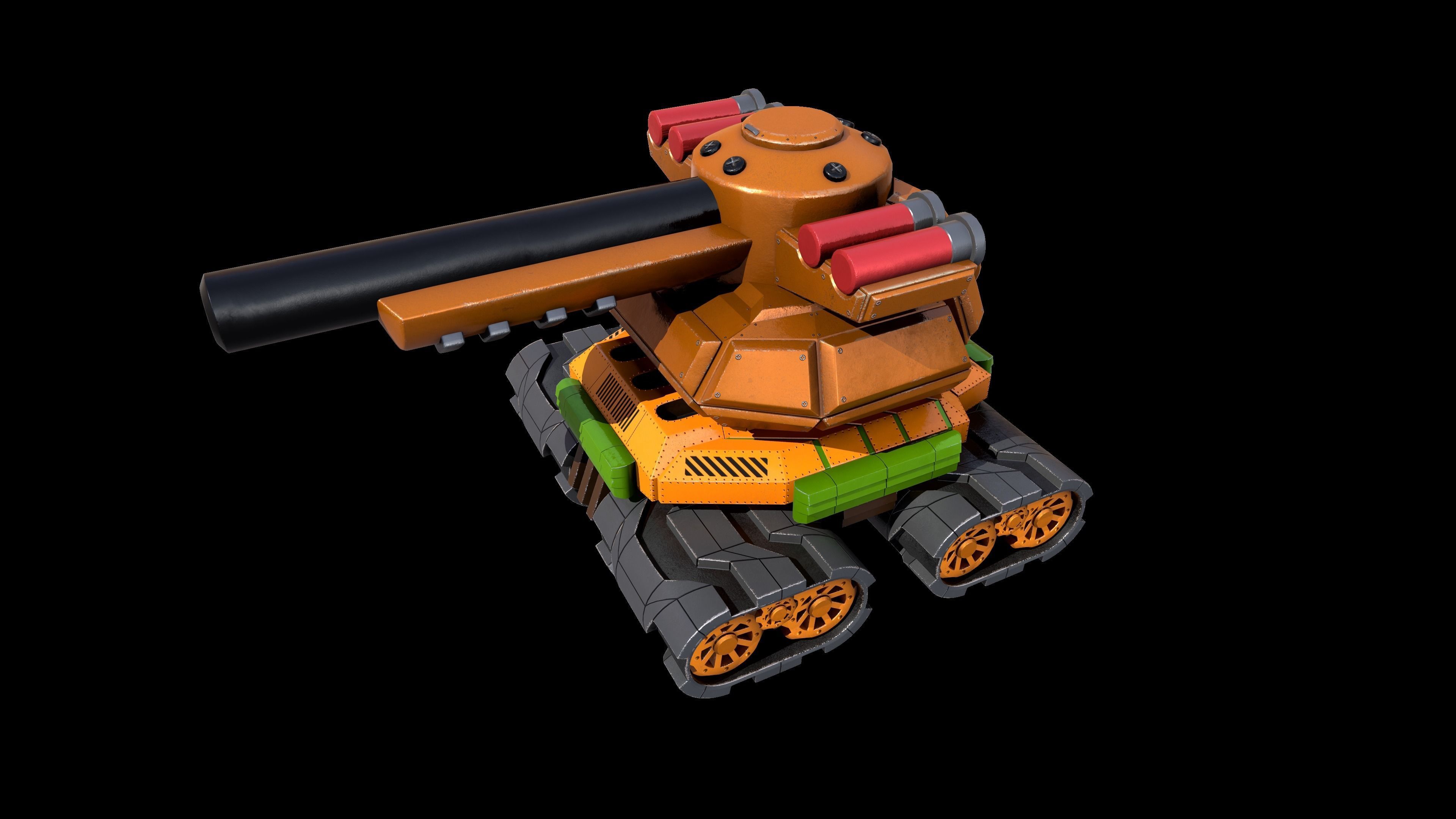 Tank Battle 3D Cartoon High-Poly - Turret Shotgun 3D model animated ...