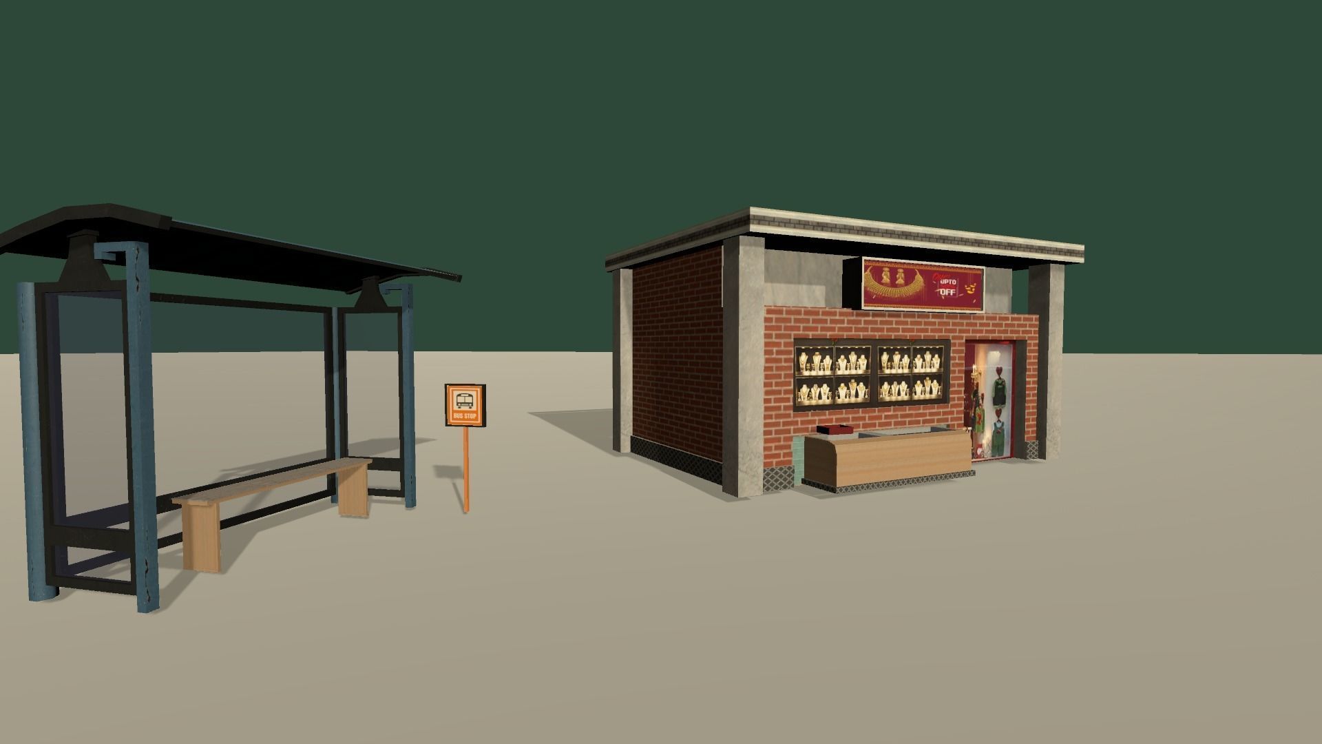 3D model Bus Stand and Shop VR / AR / low-poly | CGTrader