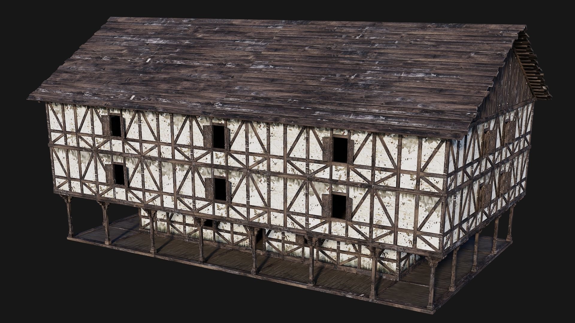 3D model Old Medieval House Building 4K Textures GameReady 194 VR / AR ...