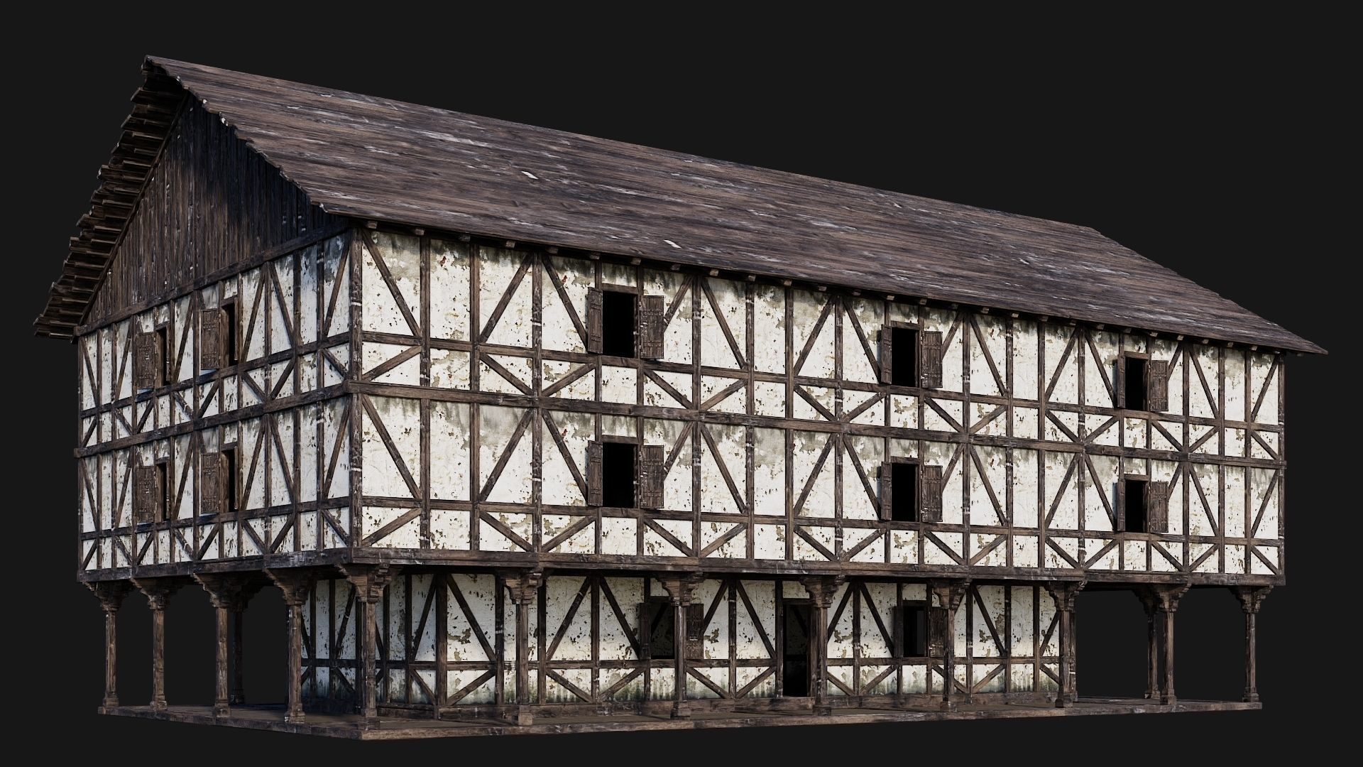 3D model Old Medieval House Building 4K Textures GameReady 194 VR / AR ...