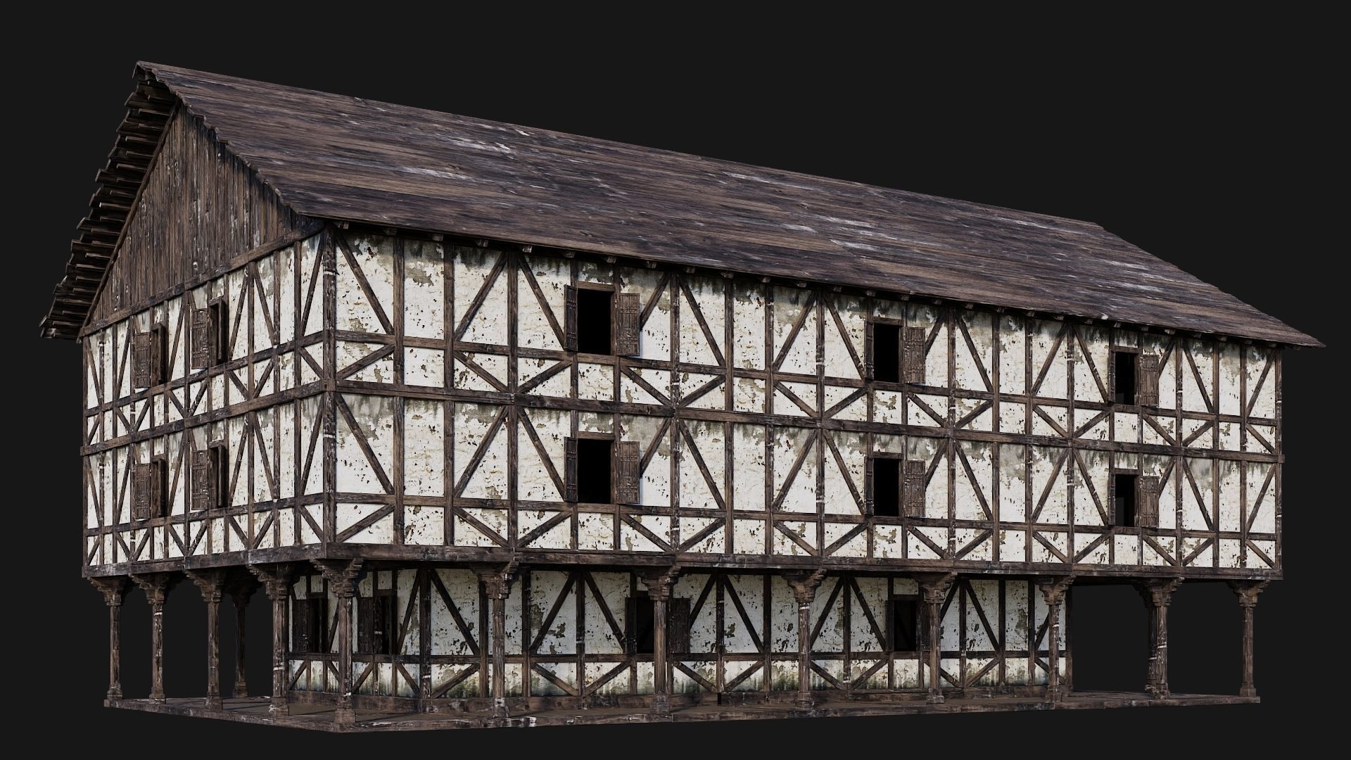 3D model Old Medieval House Building 4K Textures GameReady 194 VR / AR ...