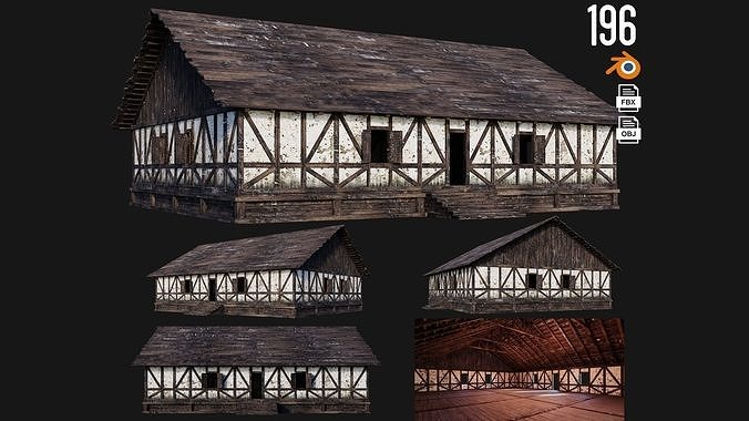 3D model Old Medieval House Building 4K Textures GameReady 196 VR / AR ...