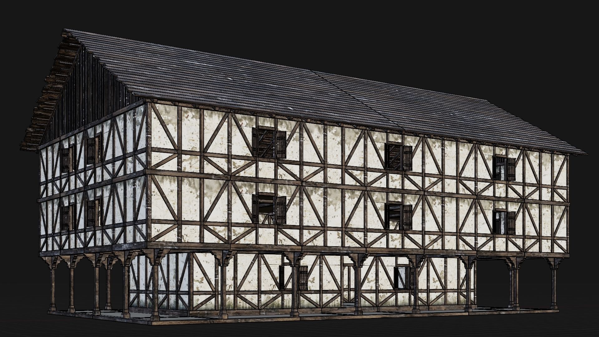 3D model 4 Old Medieval Building Pack 4K Textures GameReady 193 to 196 ...