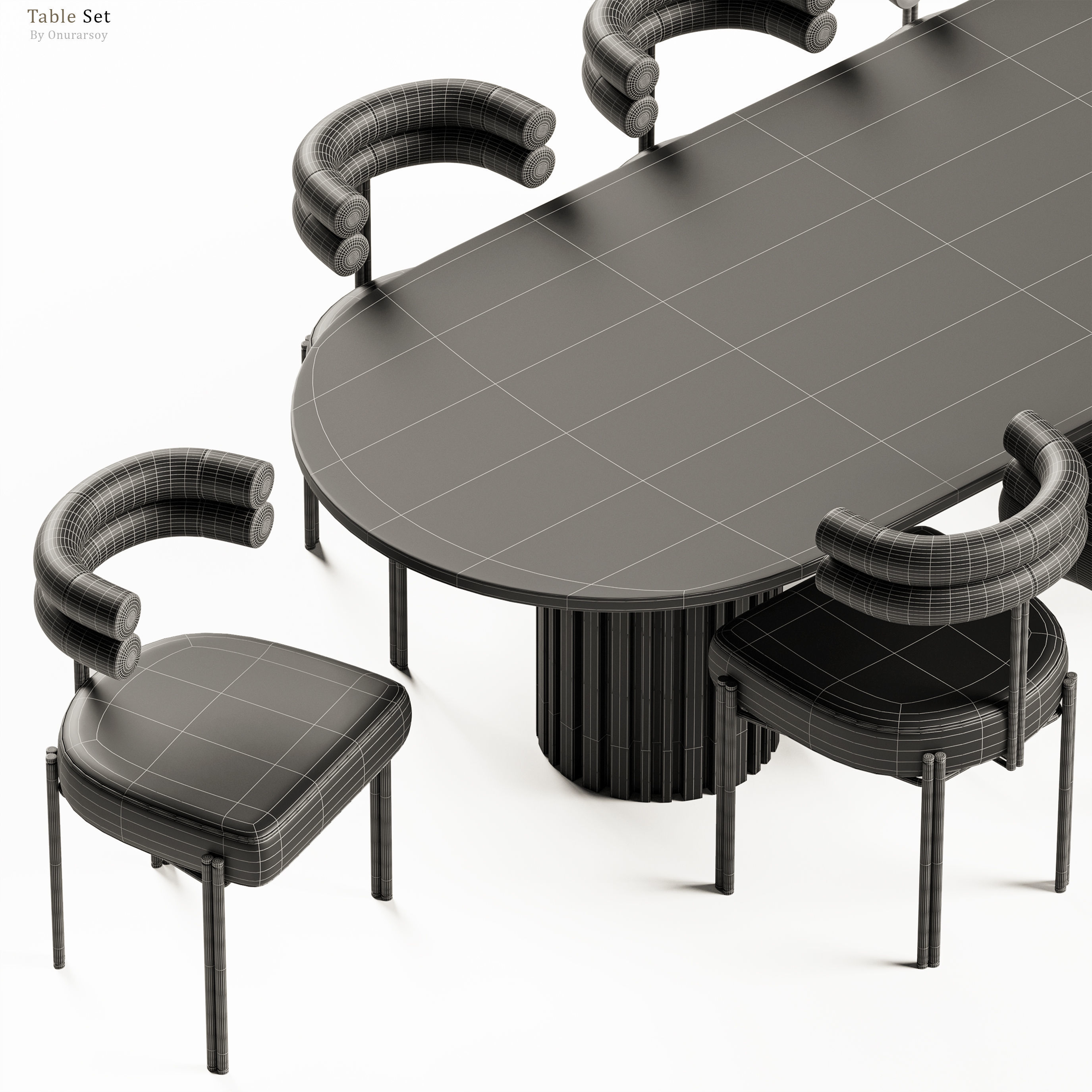 Gian Chair with Huxley Dining Table Set 3D model | CGTrader