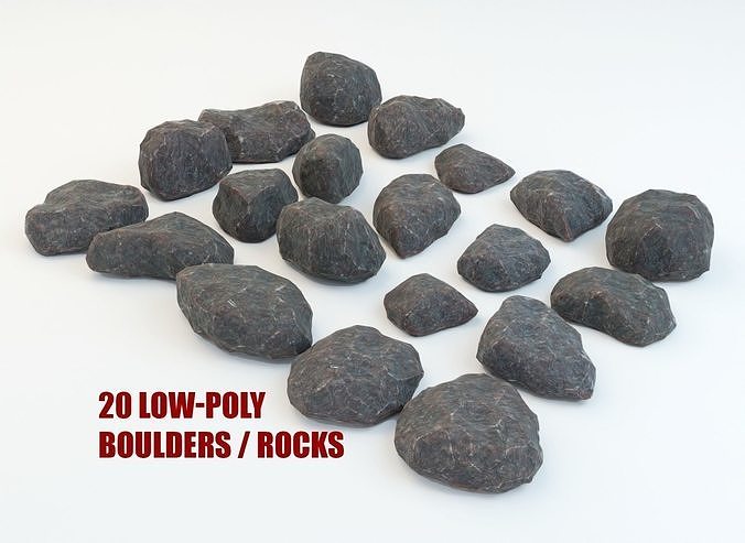 3D model 20 Rocks Low-Poly - Realistic Stone Boulder 3D Models ...