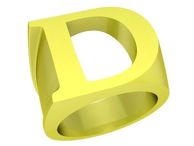 Letter D ring Alphabet ring 4067 3D model 3D printable | CGTrader