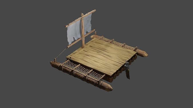 Wooden Raft --- MADE IN BLENDER FOR CYCLES free 3D model rigged | CGTrader