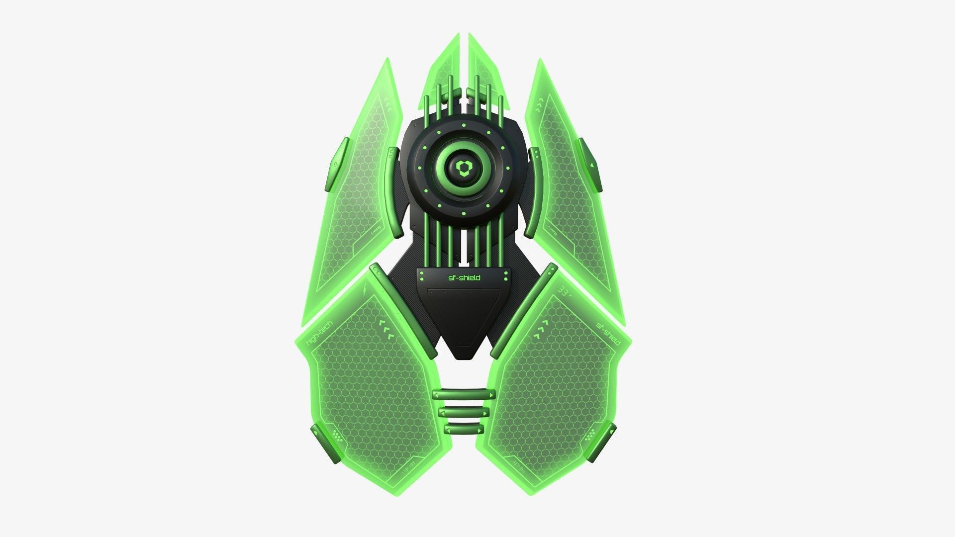 3D model SciFi Shield A03 Black Green - Sci Fi Weapon Design VR / AR ...