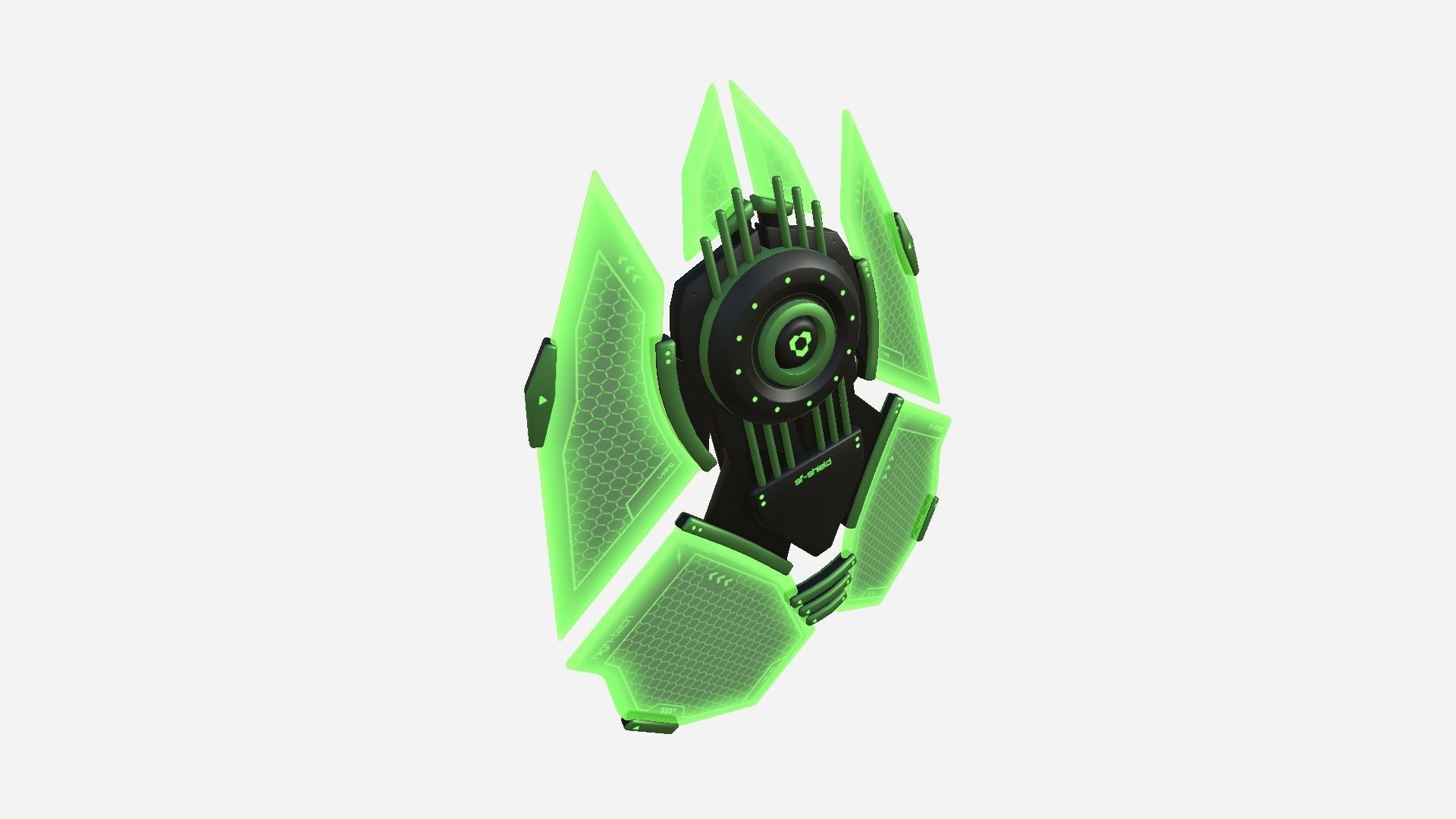3D model SciFi Shield A03 Black Green - Sci Fi Weapon Design VR / AR ...