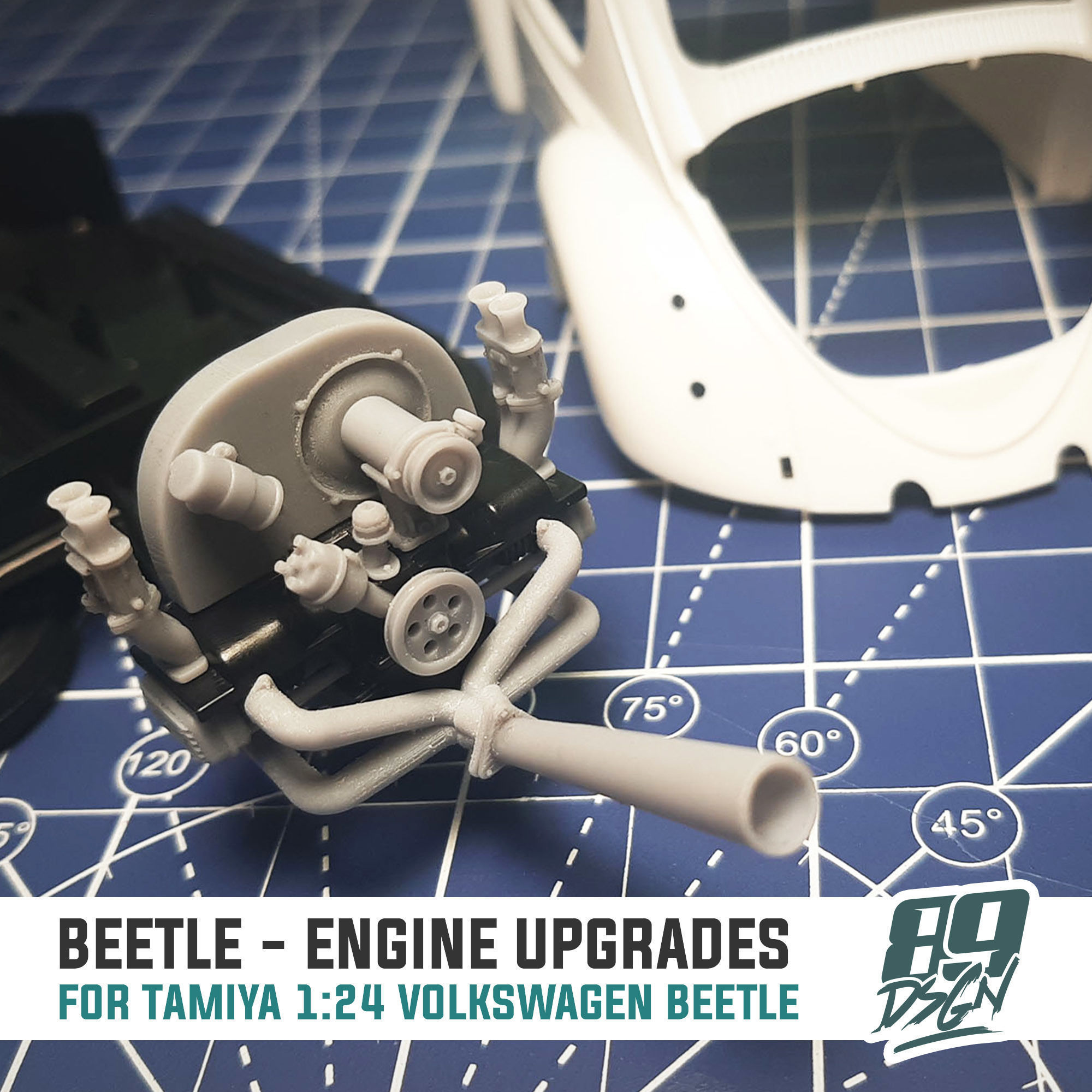 VW Tamiya 1300 Beetle - Engine upgrade parts kit 3D model 3D printable ...