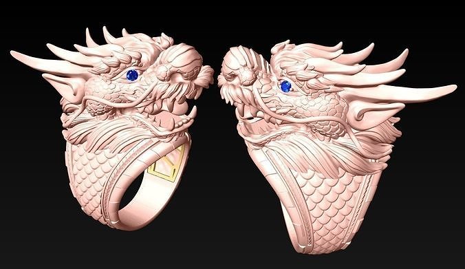 Dragon Ring - Mens Ring - N931 3D model 3D printable | CGTrader
