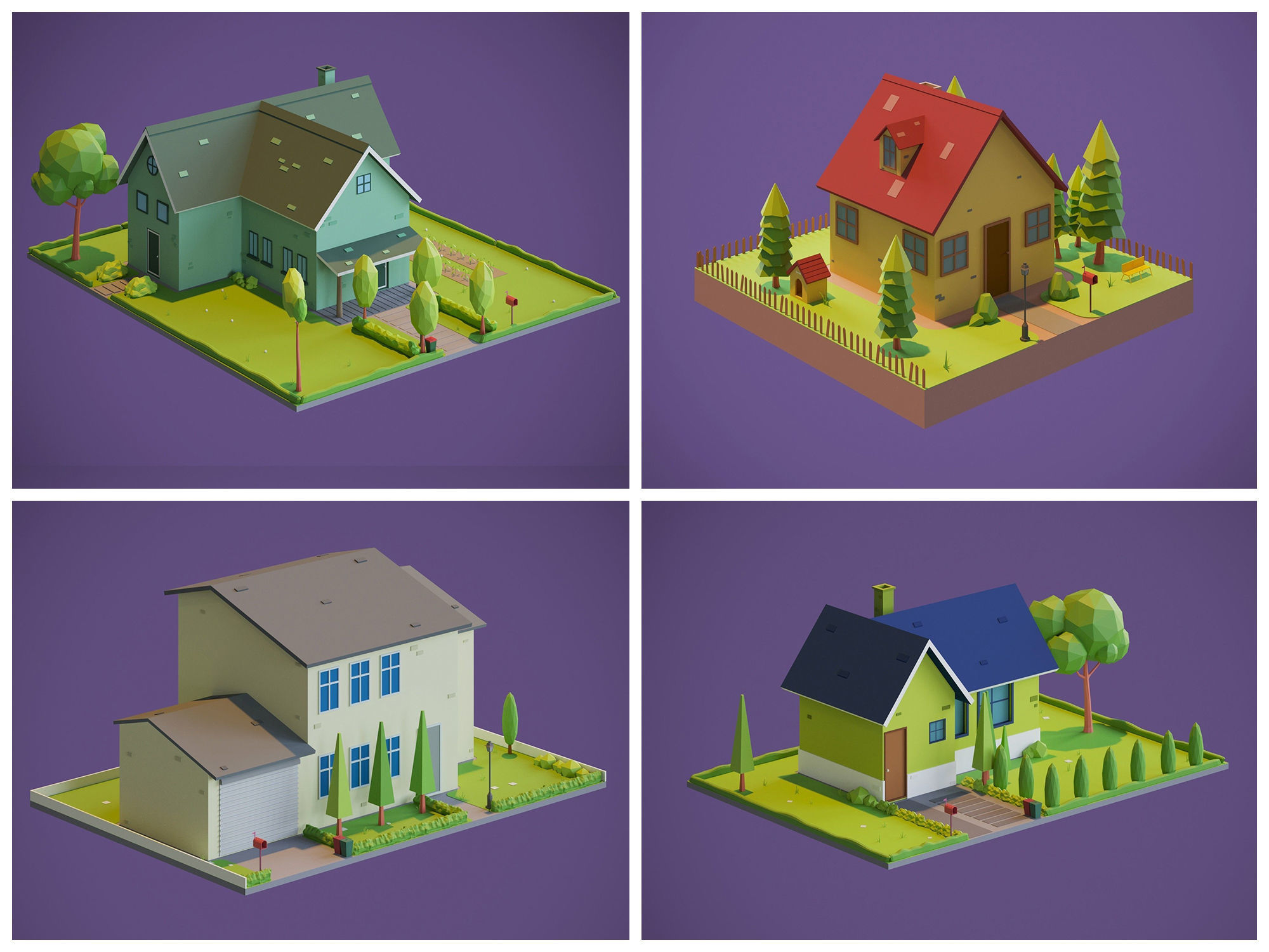 Cartoon Houses and Buildings 3D Model Collection | CGTrader