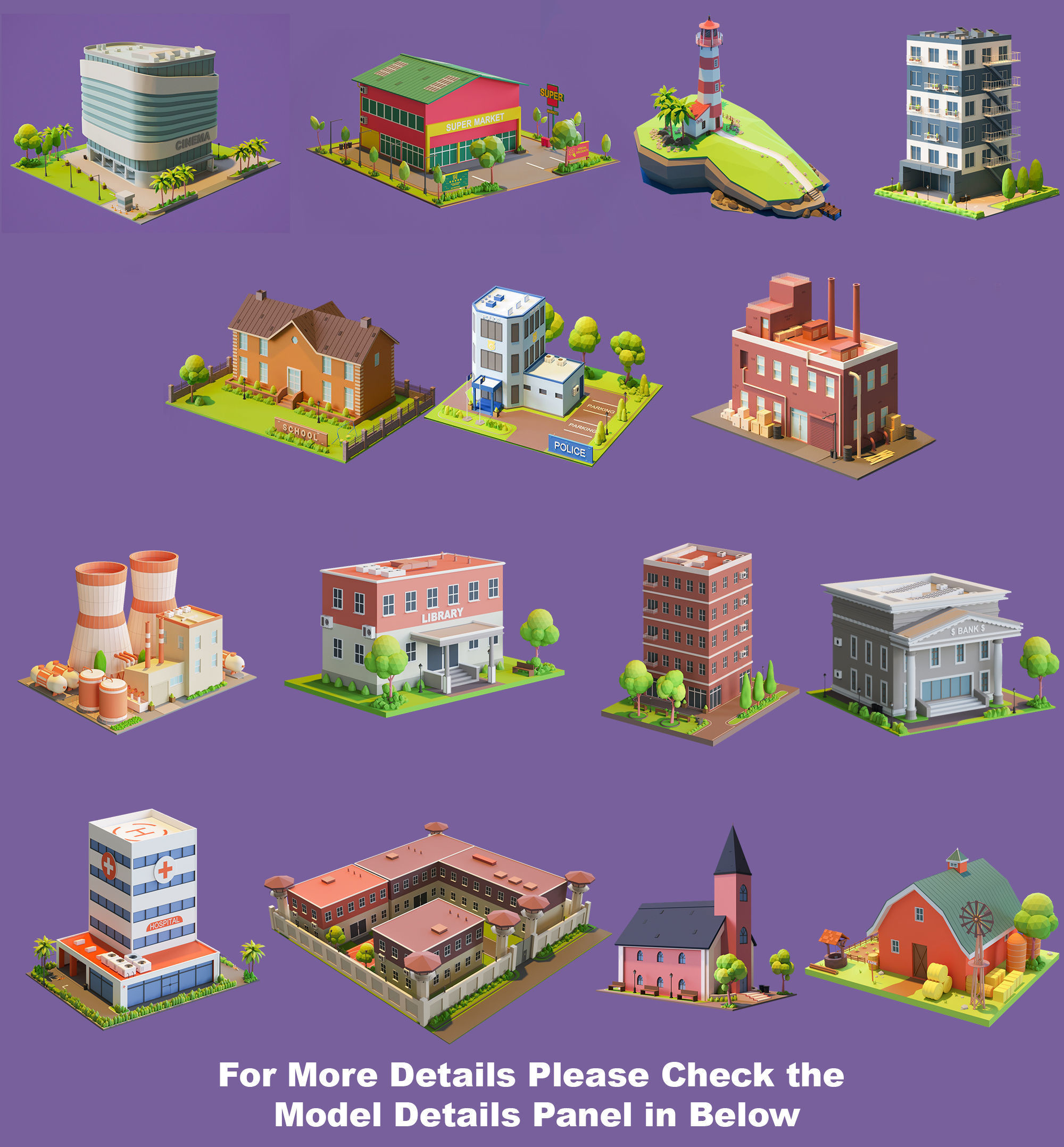 Cartoon Houses and Buildings 3D Model Collection | CGTrader