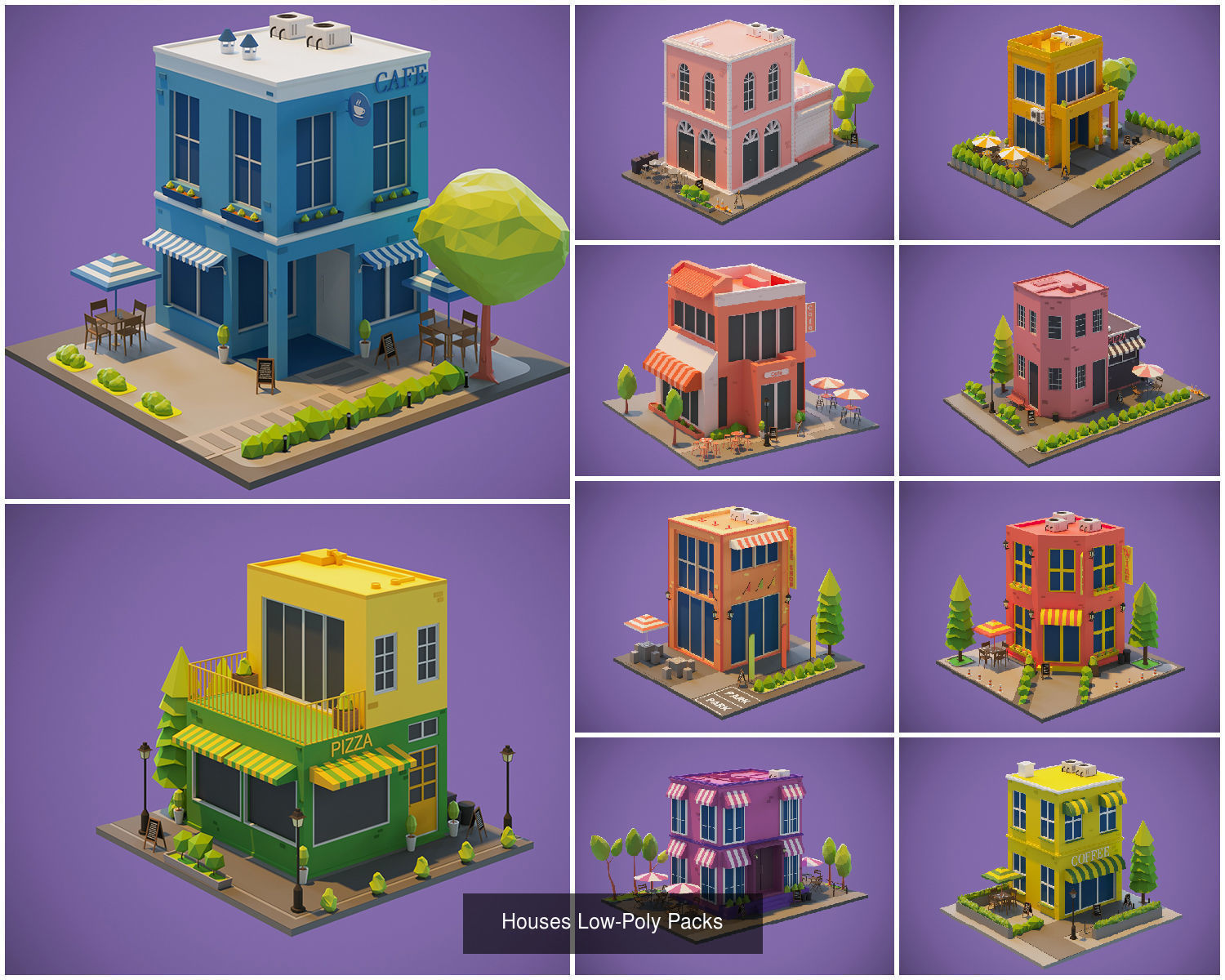 Cartoon Houses and Buildings 3D Model Collection | CGTrader