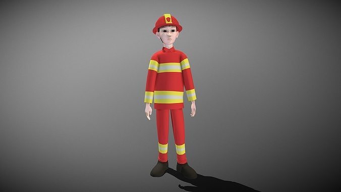 3D model Cartoon Fireman VR / AR / low-poly rigged animated | CGTrader