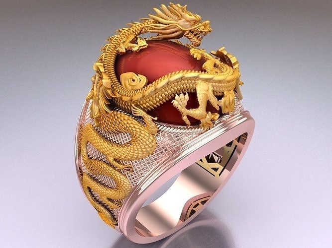 Dragon Ring - Mens Ring - N208 3D model 3D printable | CGTrader