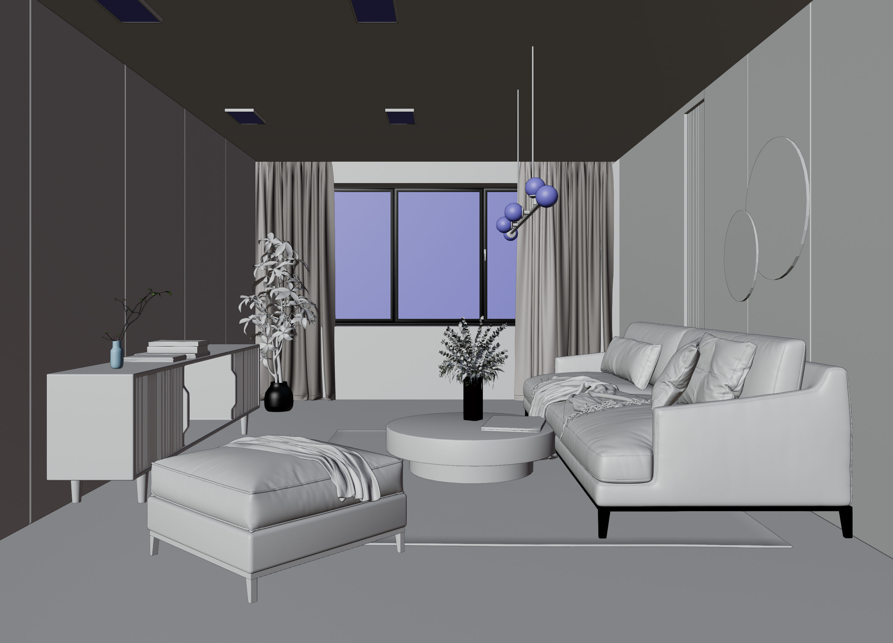 Living Room with Workspace Scene in Native Blend File 3D model | CGTrader