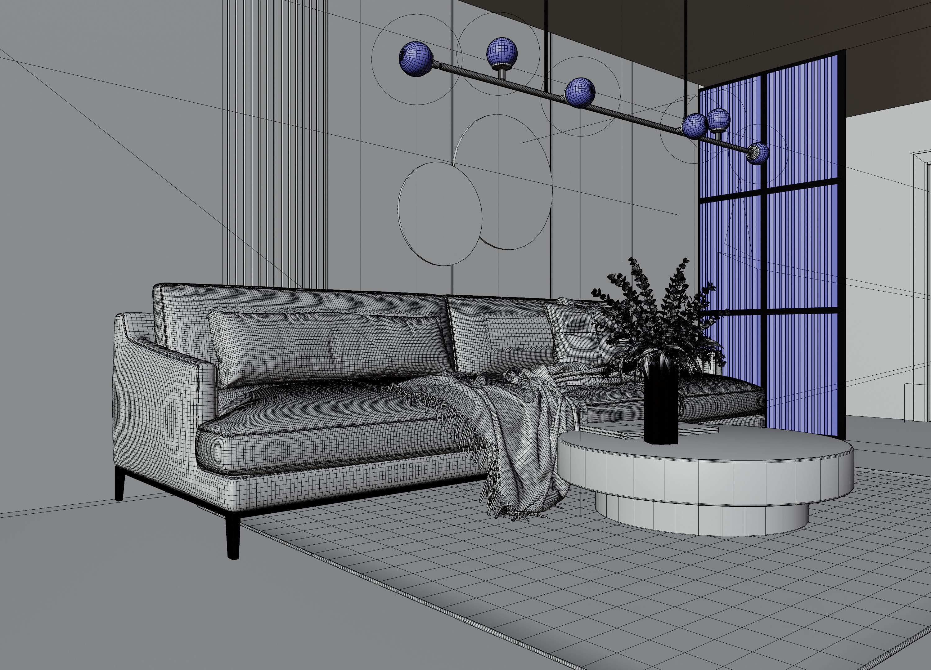 Living Room with Workspace Scene in Native Blend File 3D model | CGTrader