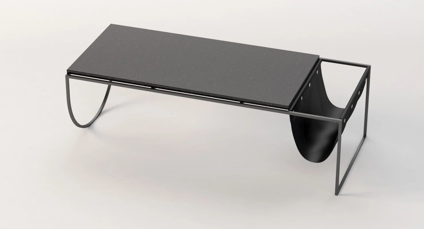 Bolia Piero Coffee Table Black Marble Top with Leather Side 3D model ...