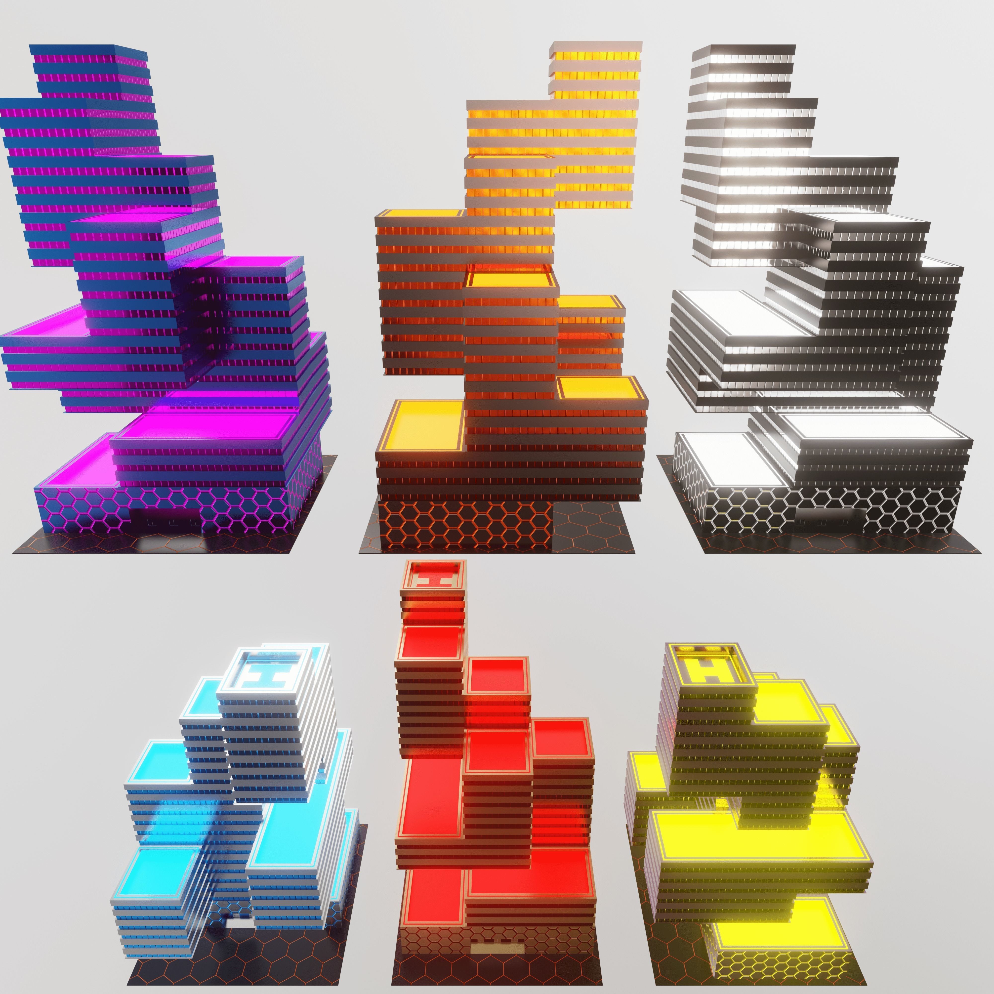 3D model Sci Fi Building City with Roads Lights Screens - Low Poly PBR ...