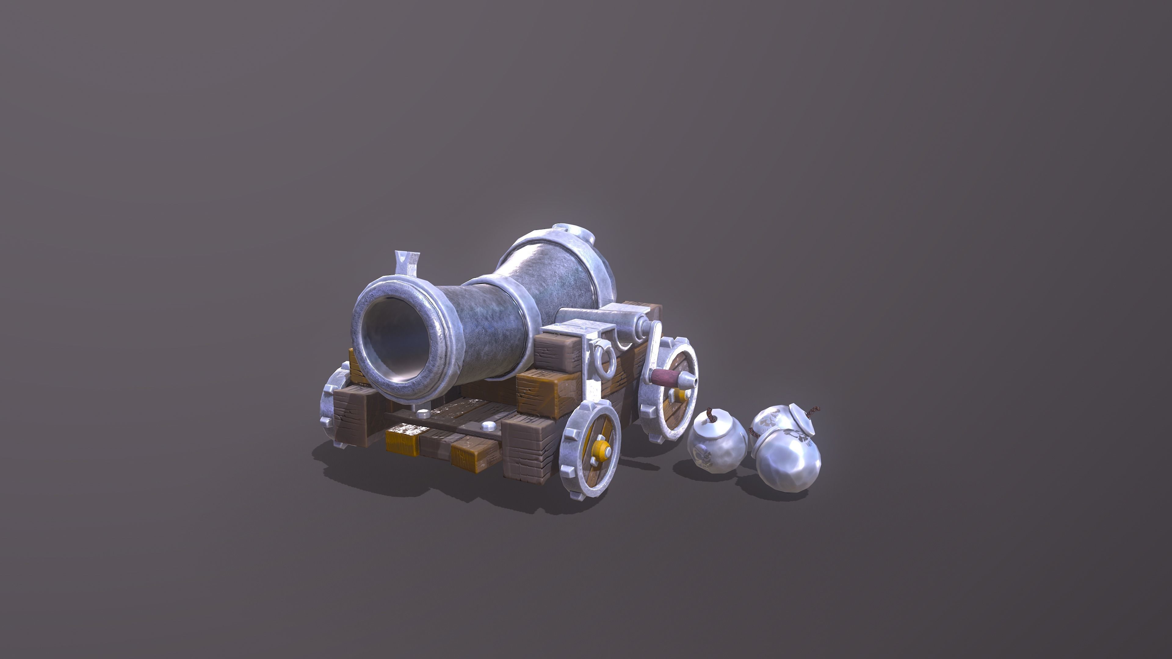 Cannon Low-poly 3D model metal free VR / AR / low-poly 3D model rigged ...