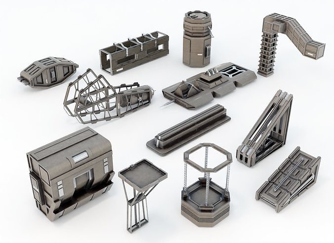 3D model Kitbash 3D models - Sci-Fi 3D Building Dressing Pack 12 low ...