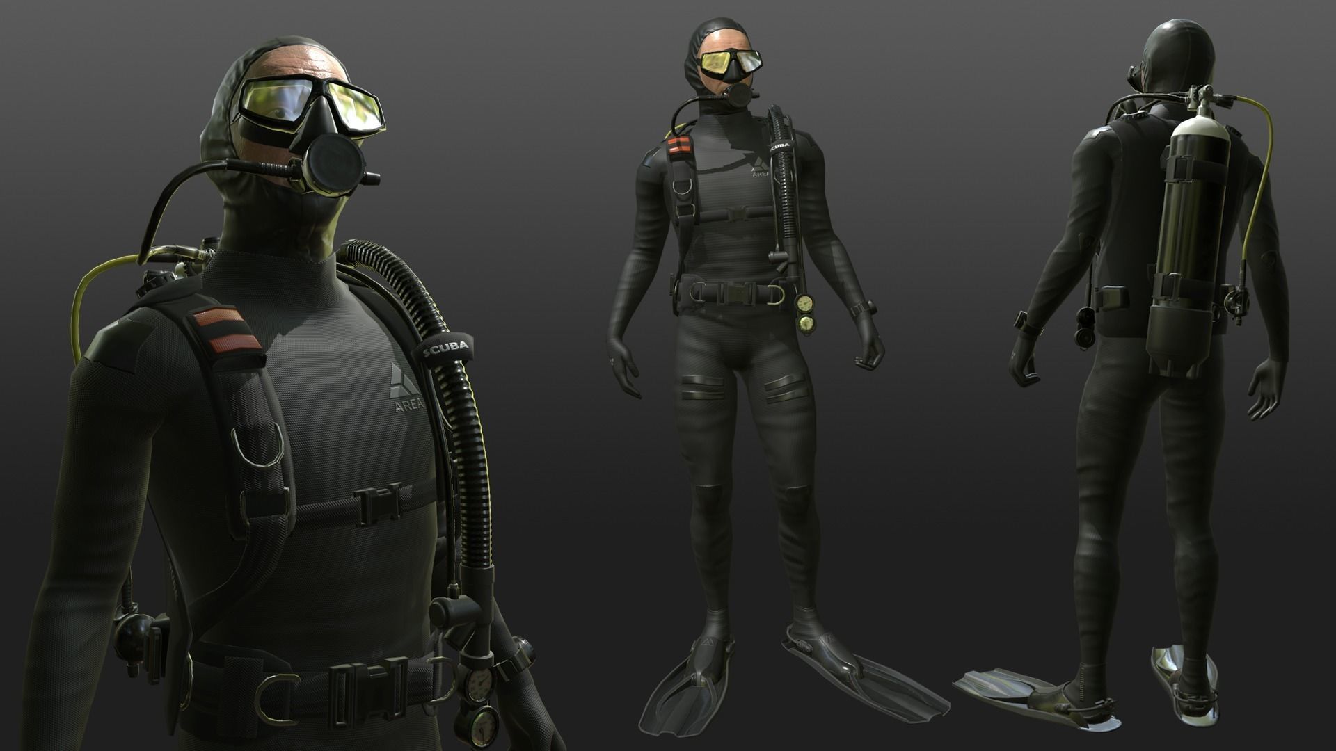 3D model Scuba Diver - Diving Suit VR / AR / low-poly | CGTrader