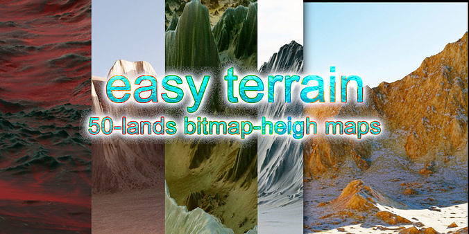 Texture Easy Terrain 50-lands bitmap-heigh maps VR / AR / low-poly ...