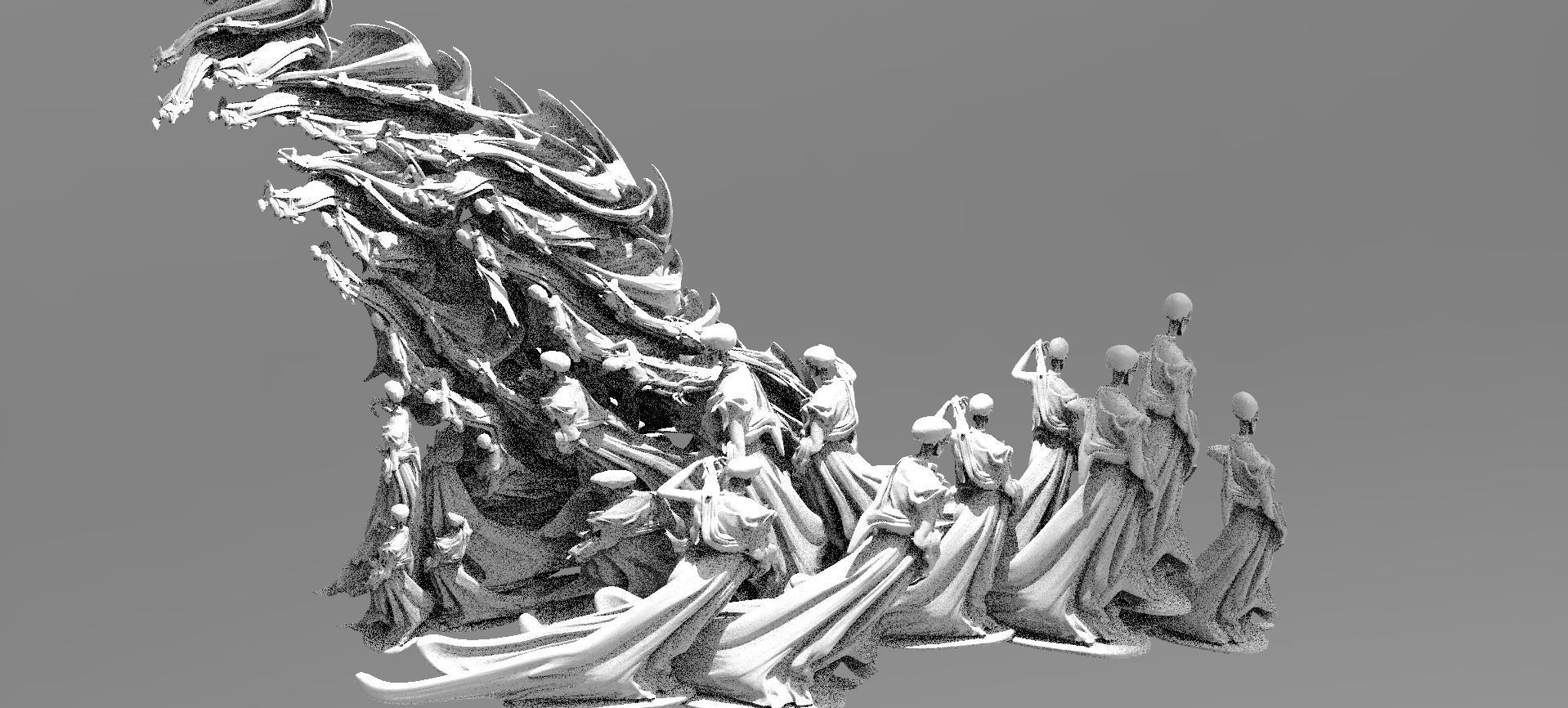 Scull Ghosts Sculptures large 3D model | CGTrader