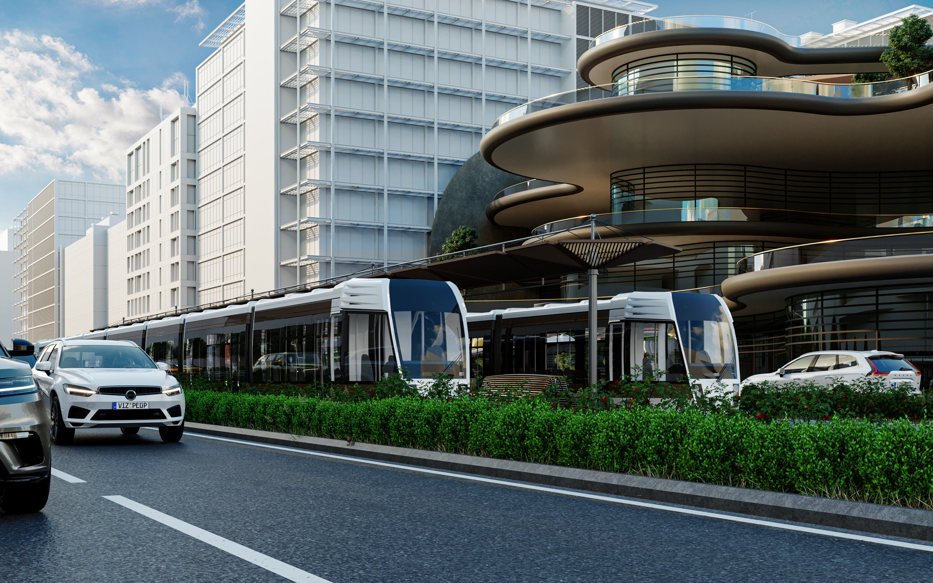 Streets - Malls - Parks - Cafes and Tram Station Designs 3D model ...