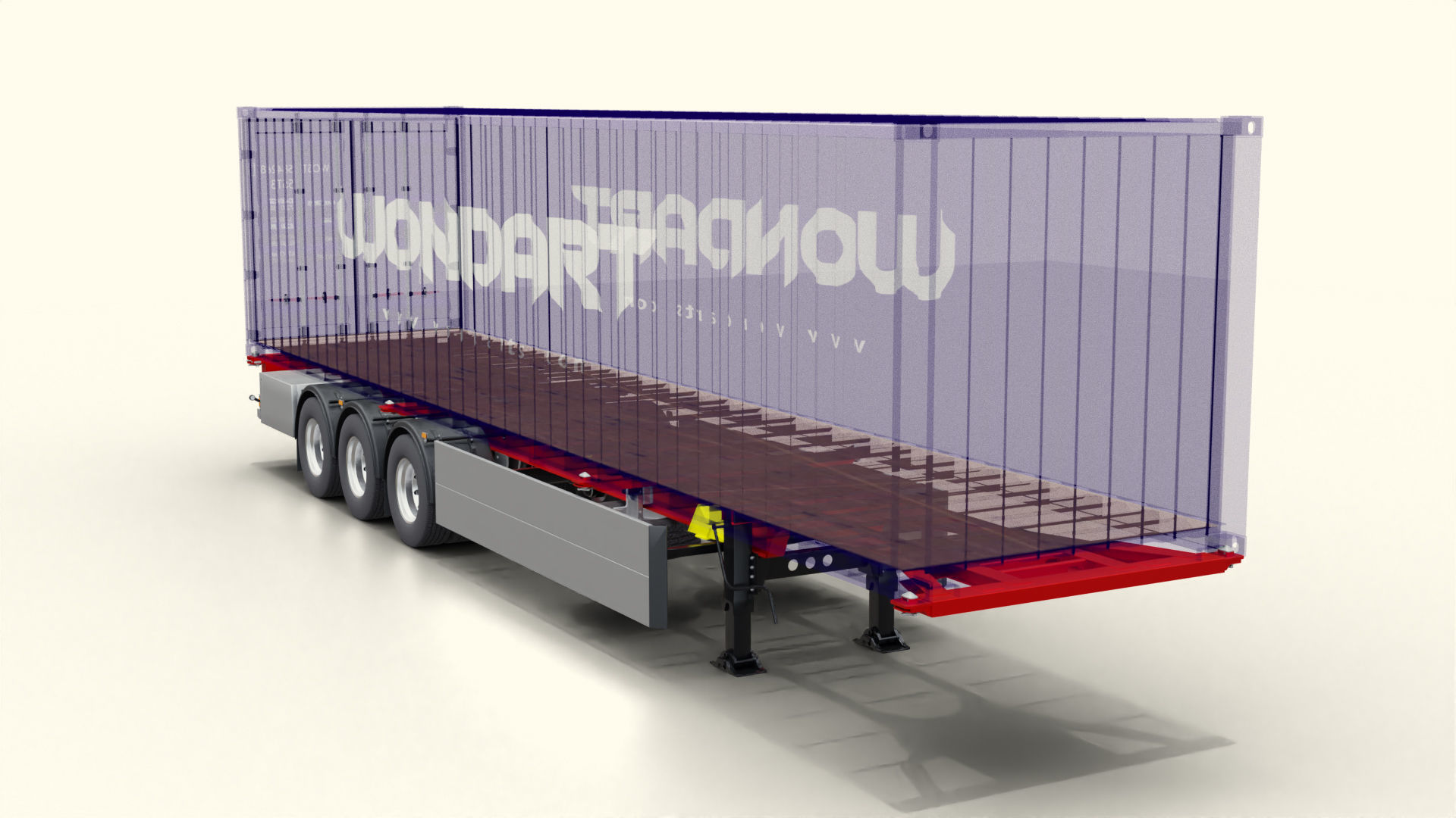 3D model Semi Truck Cargo Container Trailer 40ft VR / AR / low-poly ...