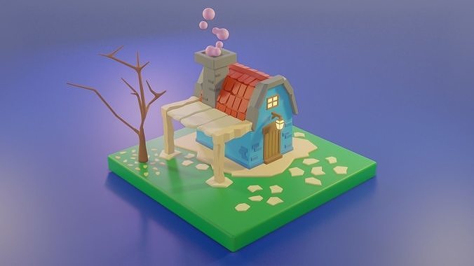 3D model Low Poly Village House Scene VR / AR / low-poly | CGTrader