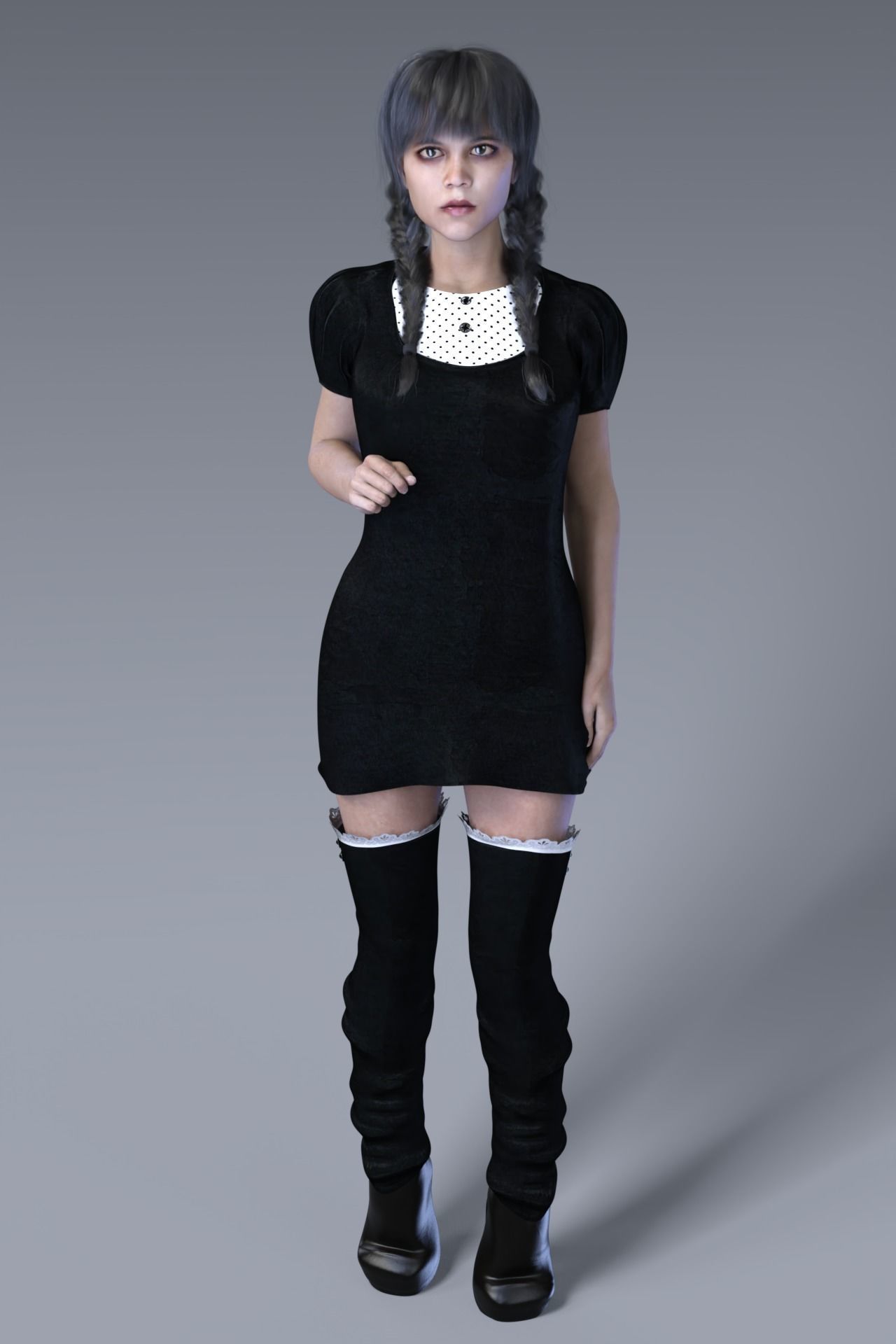 Wednesday Addams for G8F 3D model rigged | CGTrader