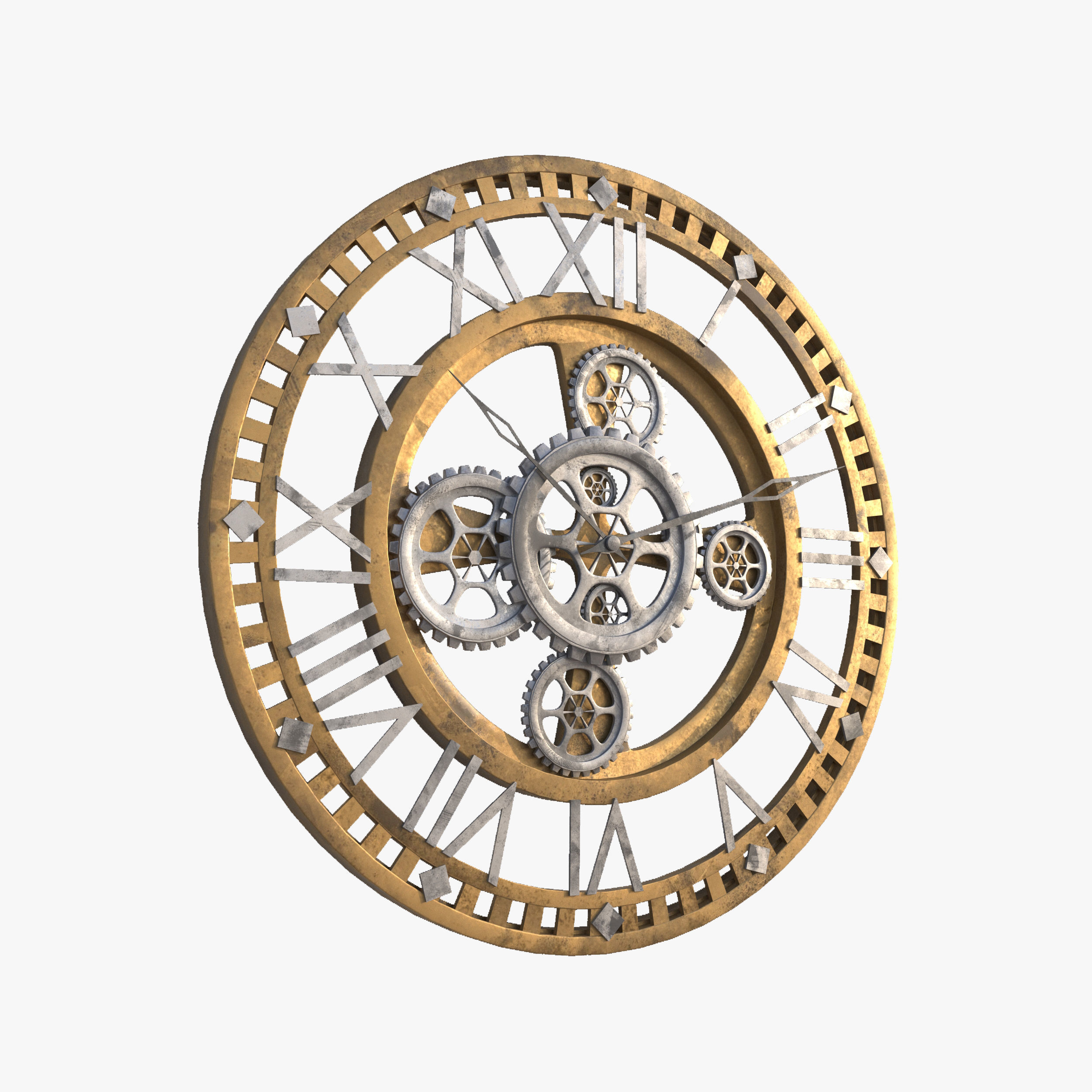 Steampunk Clock Grunge 3D 3D model | CGTrader