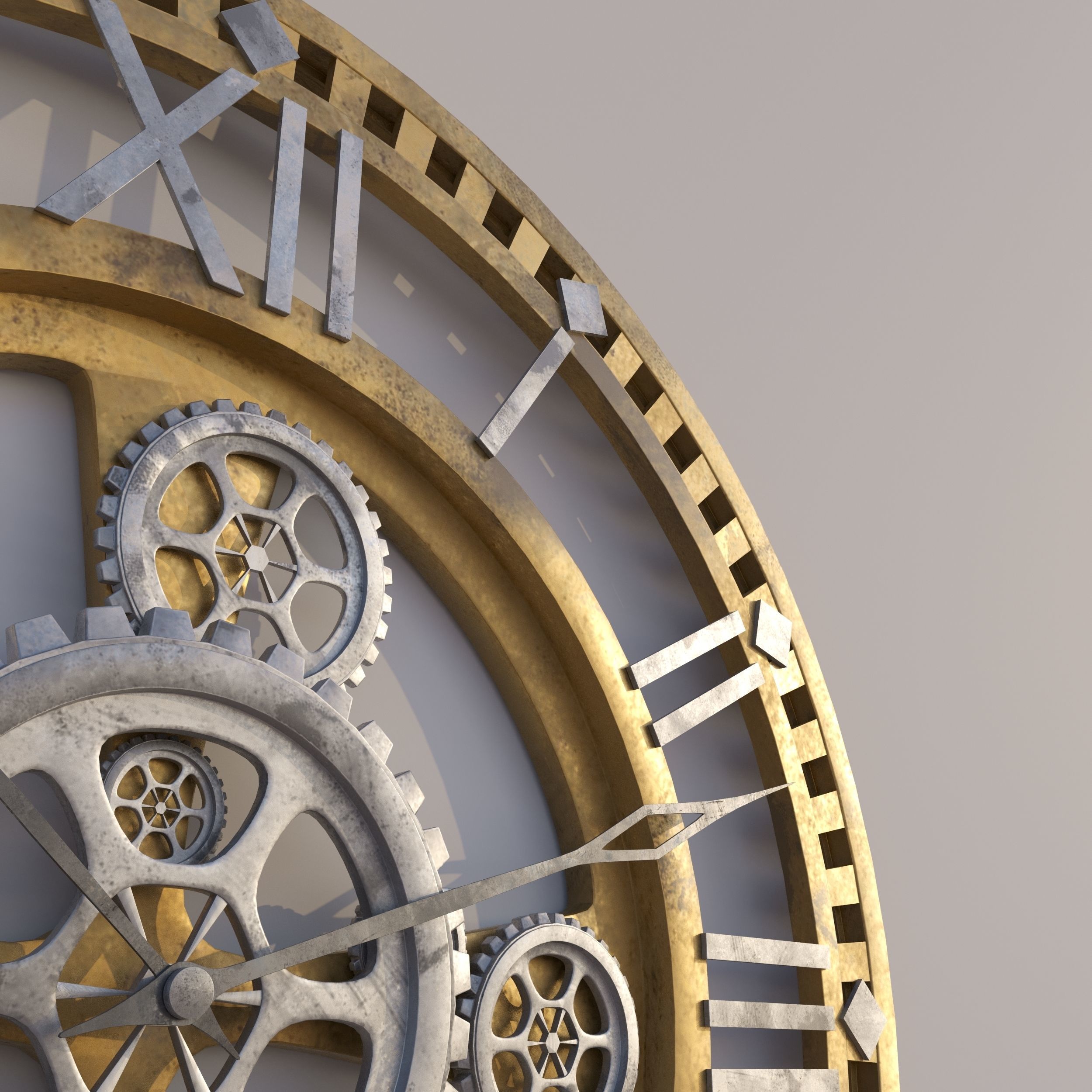 Steampunk Clock Grunge 3D 3D model | CGTrader