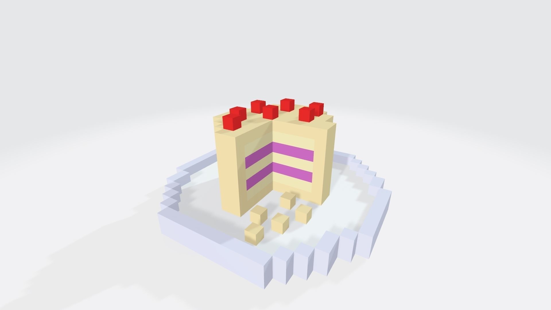 3D model Voxel Vanilla and strawberry cake VR / AR / low-poly | CGTrader
