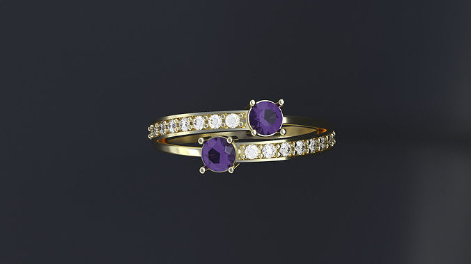 Ring with double gems cnc or 3D print model 3D model 3D printable ...