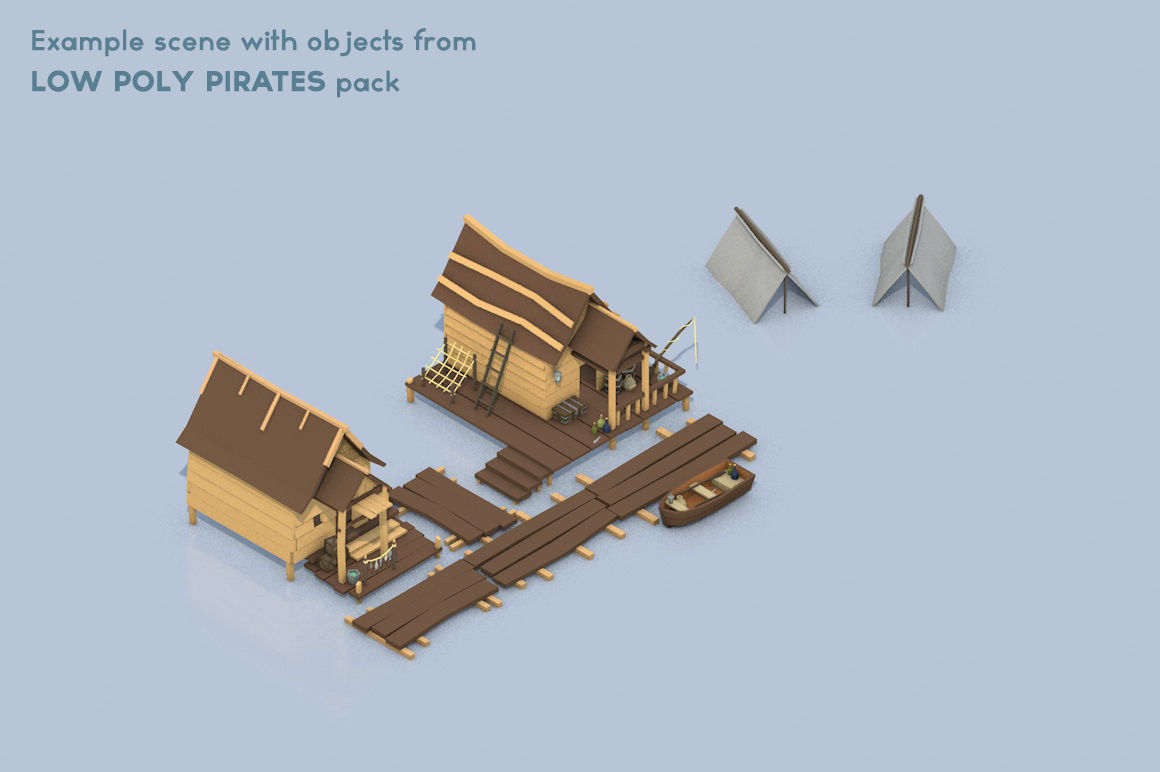 3D model Low Poly Pirate Buildings Asset Pack VR / AR / low-poly | CGTrader