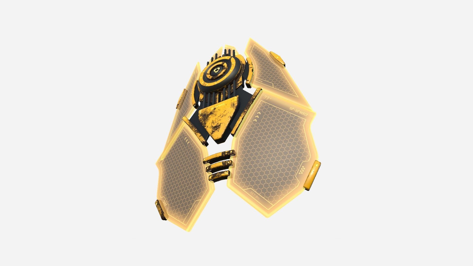 3D model SciFi Shield A08 Yellow - Sci Fi Weapon Design VR / AR / low ...